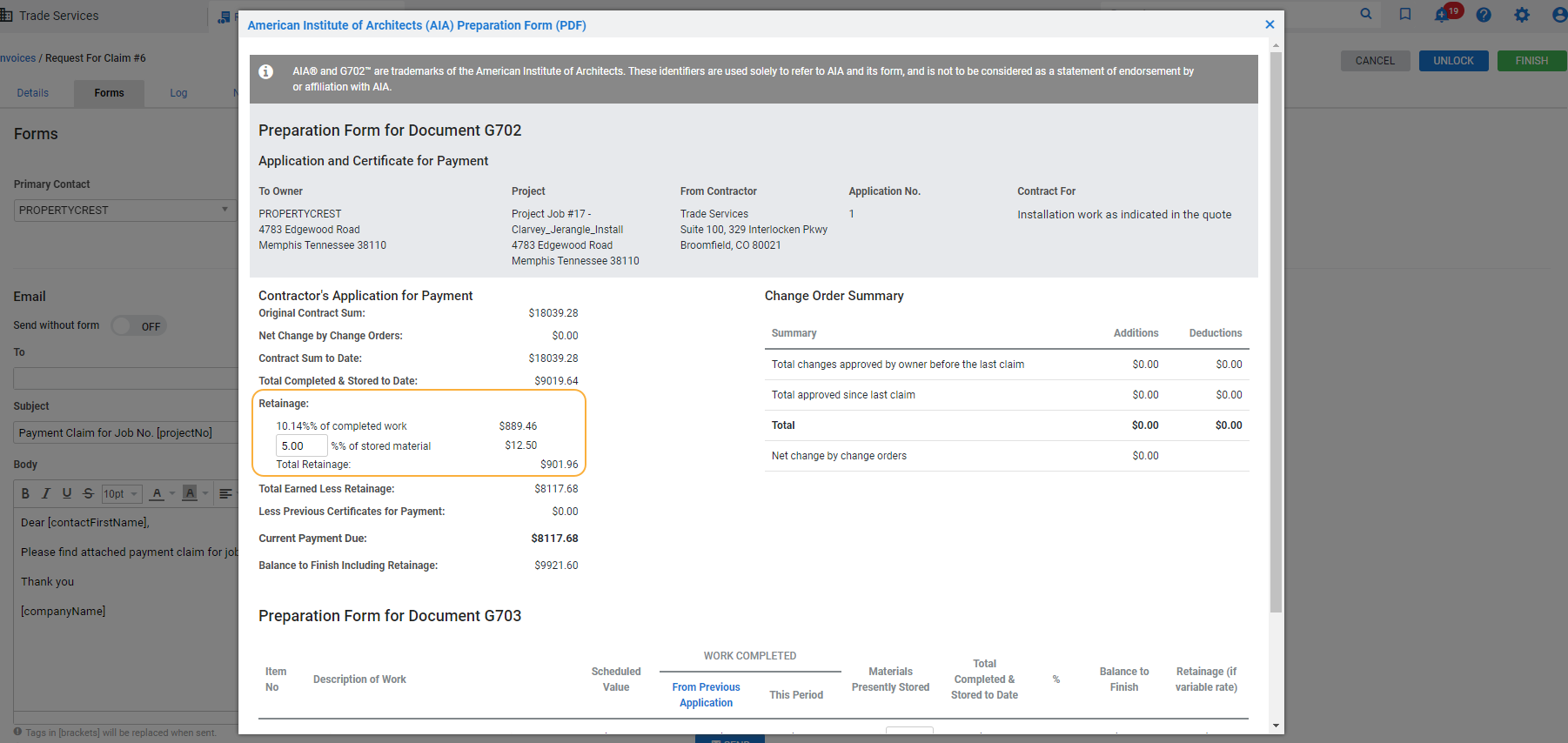 How to Use the AIA Preparation Form | Simpro