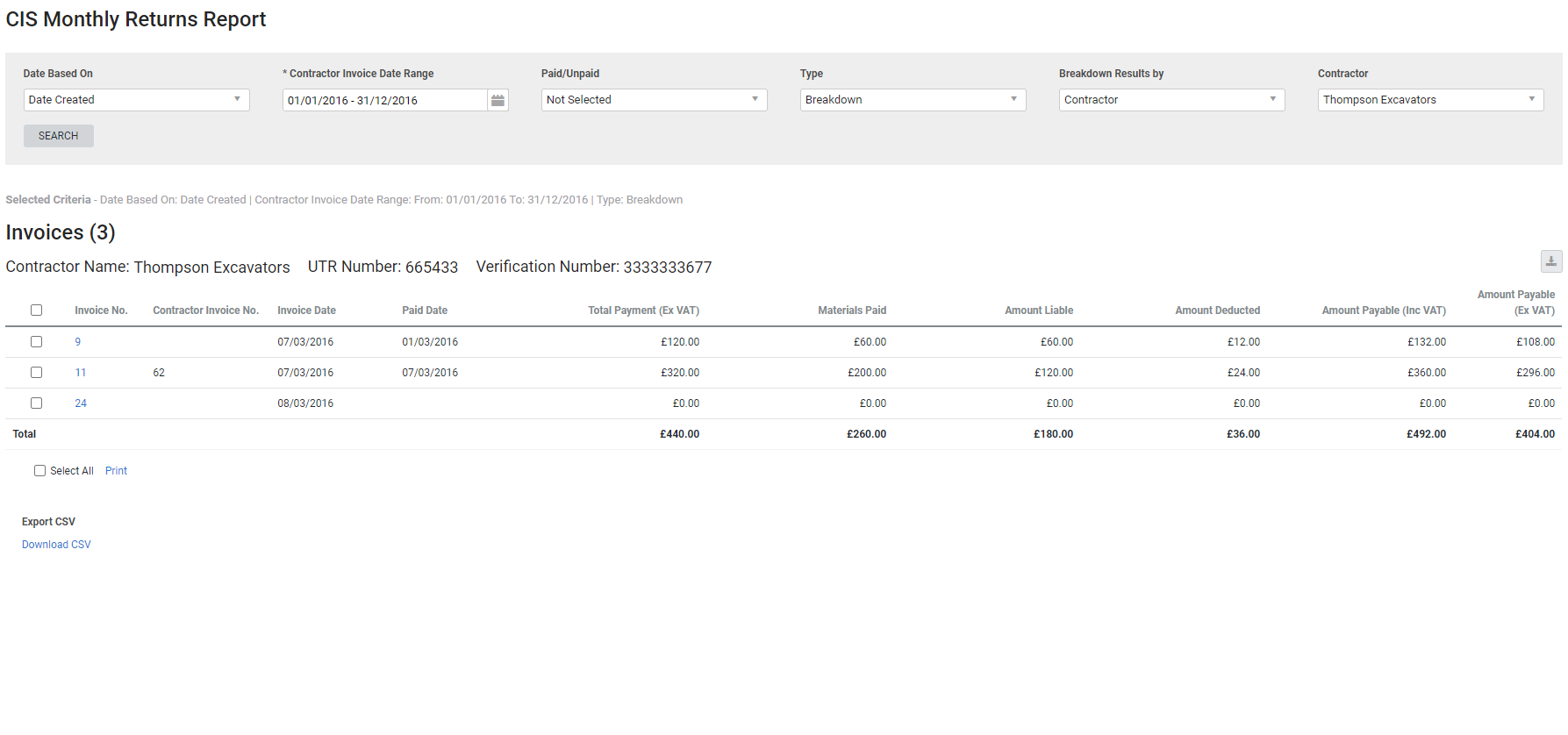 CIS Monthly Returns Report | Simpro